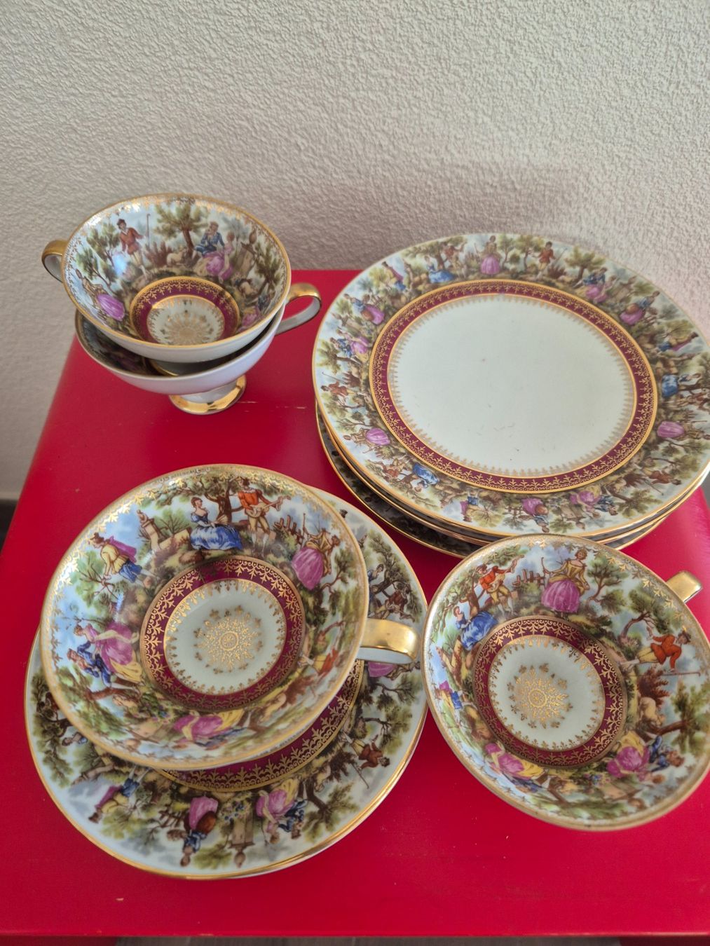 4 Tasses, sous-tasse, assiettes à dessert porcelaine Bavaria (Gebraucht ...