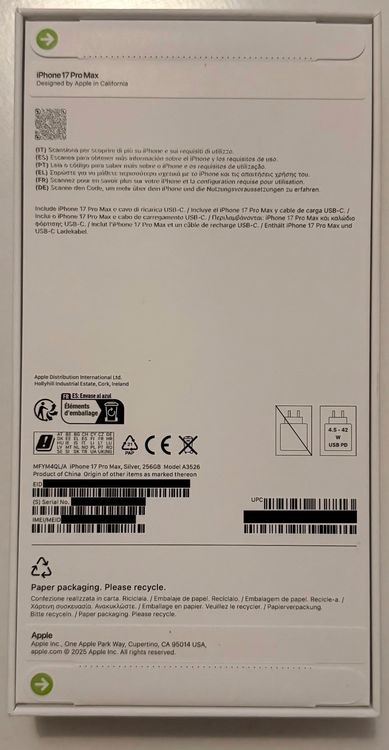 Apple iPhone 17 Pro Max 256 GB Silver (Neu und originalverpackt) in ...