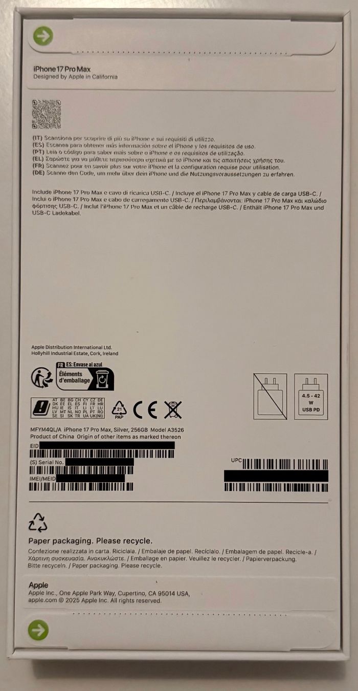 Apple iPhone 17 Pro Max 256 GB Silver (Neu und originalverpackt) in ...