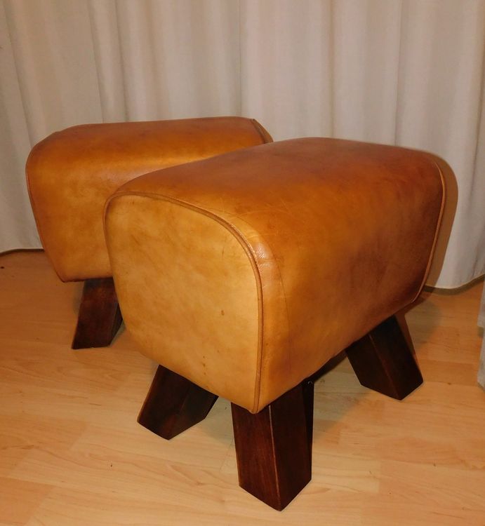 Hocker - 2 Leder Hocker Beinhocker Hocker | Kaufen auf Ricardo