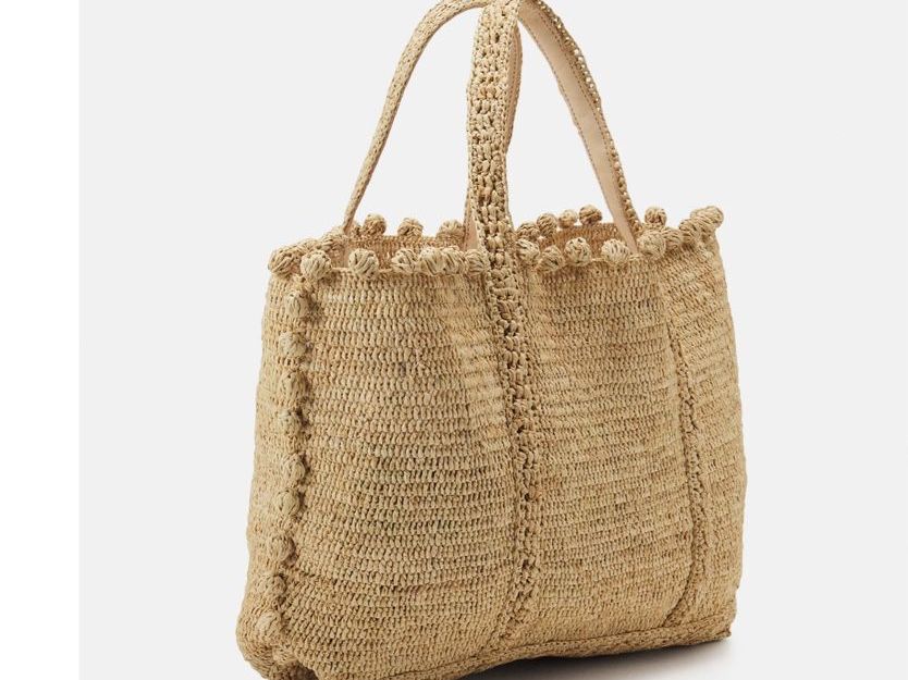 Sommer-Strandtasche Bast gehäkelt mit Bommeln Boho (Neu (gemäss ...