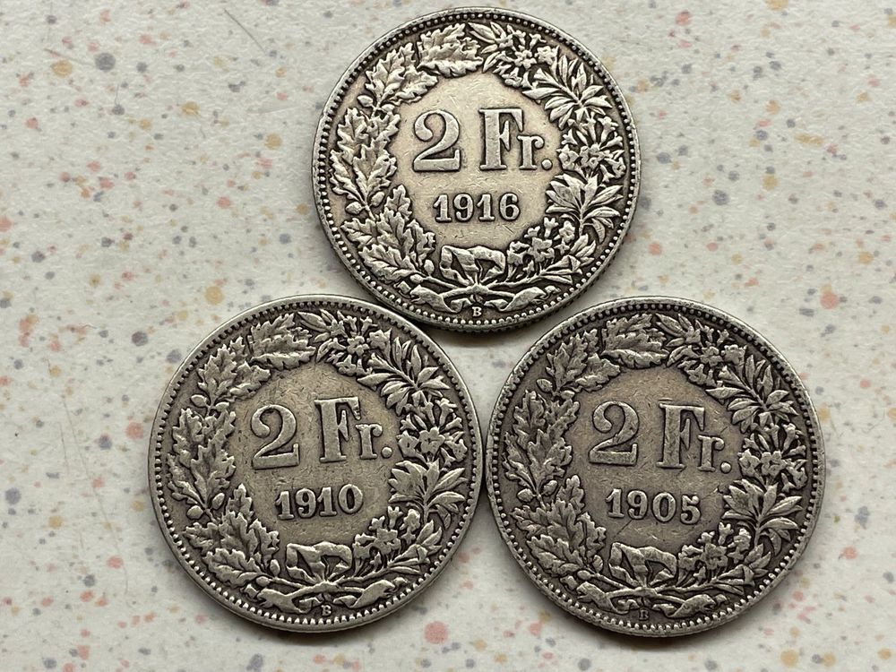 1905 + 1910 + 1916 2 Franken sehr selten !!!! | Kaufen auf Ricardo
