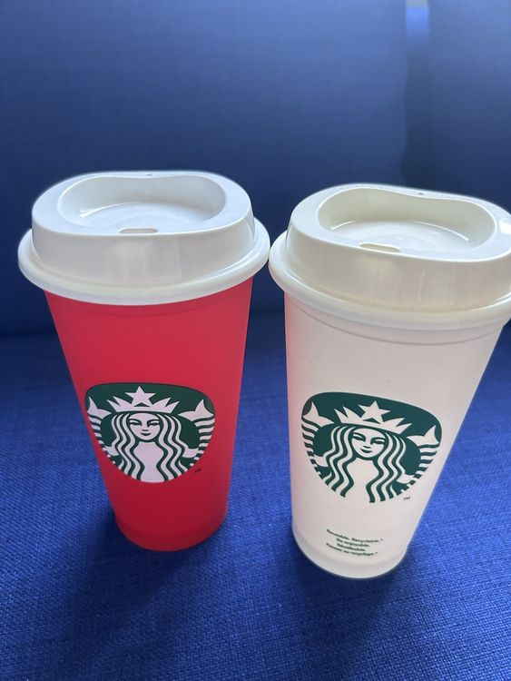 Reusable Starbucks Cups & Lids Set Red/White (Neu (gemäss Beschreibung ...