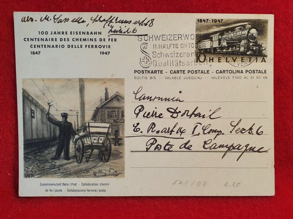 Bildpostkarte 100 Jahre Bahn 1947 Stempel Zürich (591) | Kaufen auf Ricardo