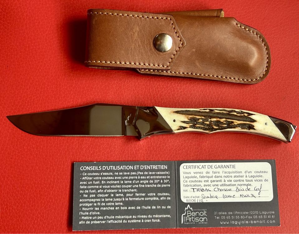 Laguiole Hunting Knife by Benoit l’Artisan Tribal Deer Horn | Kaufen ...