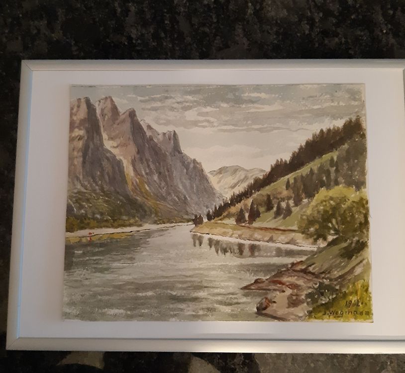 Aquarell von Jakob Wegmann 1962 Klöntalersee Kanton Glarus | Kaufen auf Ricardo