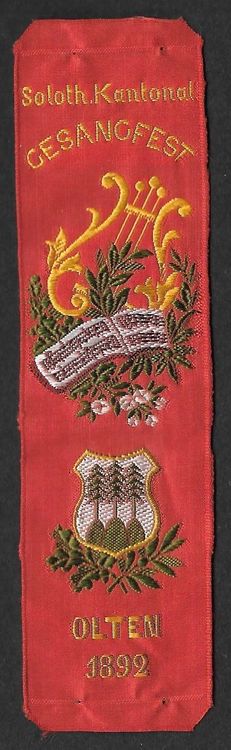 Olten Solothurner Kantonal Gesangfest 1892 Stoffabzeichen (Gebraucht) in Olten für CHF 35 – mit ...