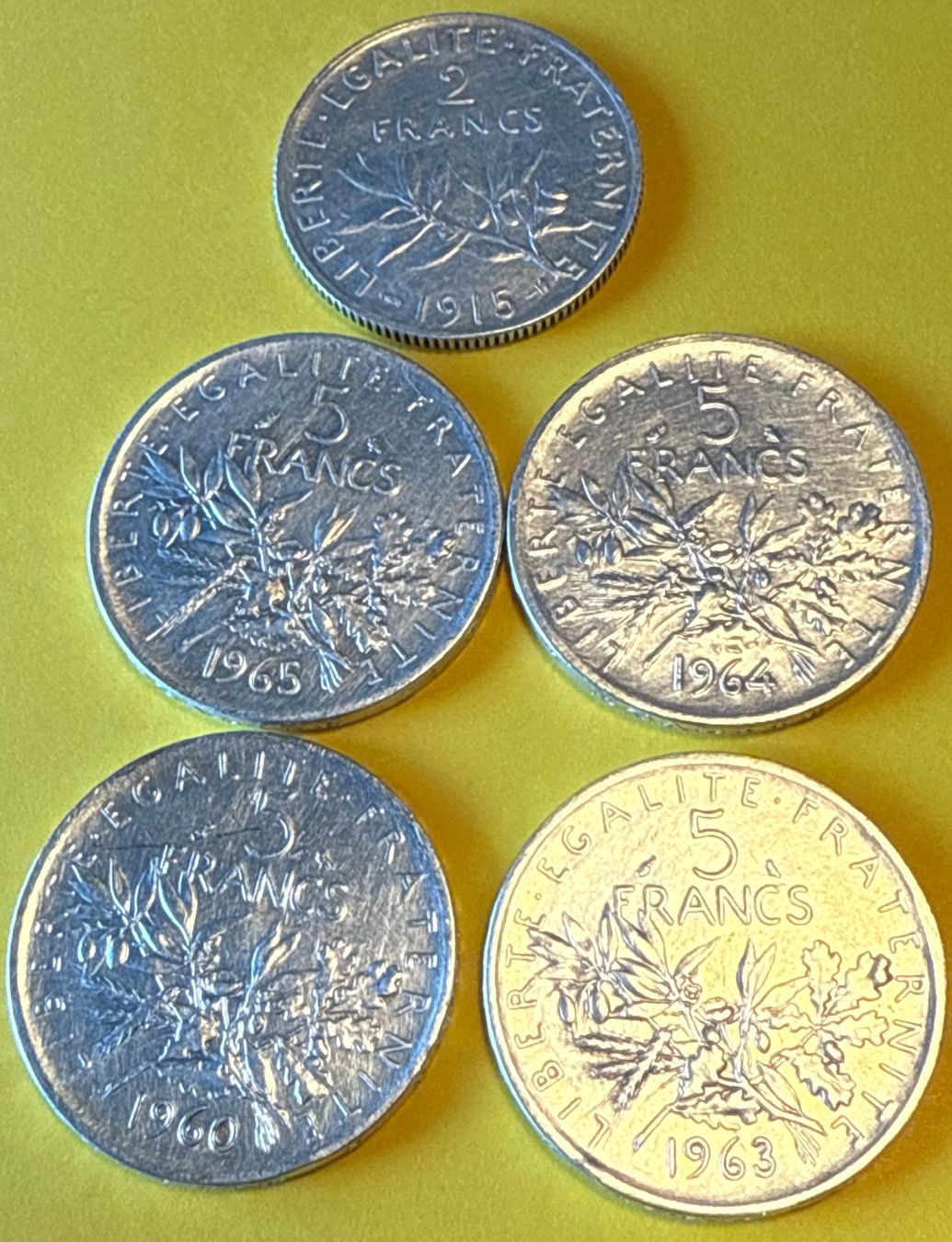 Lot de 5 pièces “Semeuse” en argent “Silber” (D'occasion) à Genève pour ...