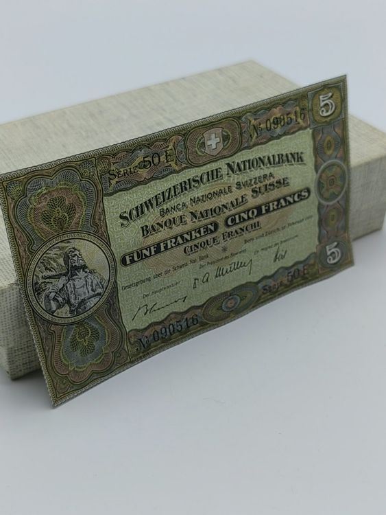 Schweizer Banknote 5 Franken, 1951, ungefaltet (Neu (gemäss ...