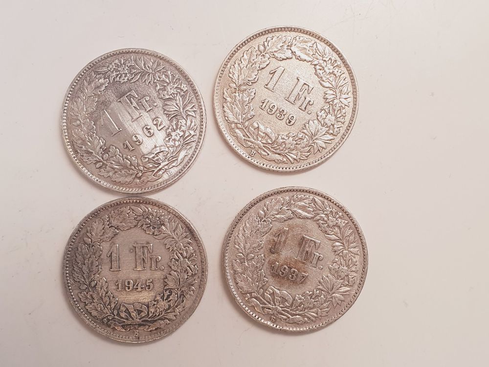 4 x 1 Franken ( 1937 , 1939 , 1945 , 1962 ) (Gebraucht) in luzern für CHF 17 – mit Lieferung auf ...