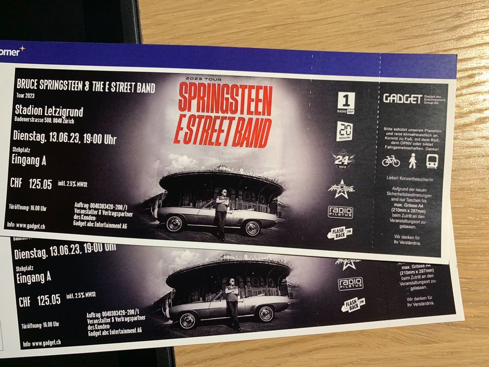 2 Tickets: Bruce Springsteen & The E Street Band | Kaufen auf Ricardo