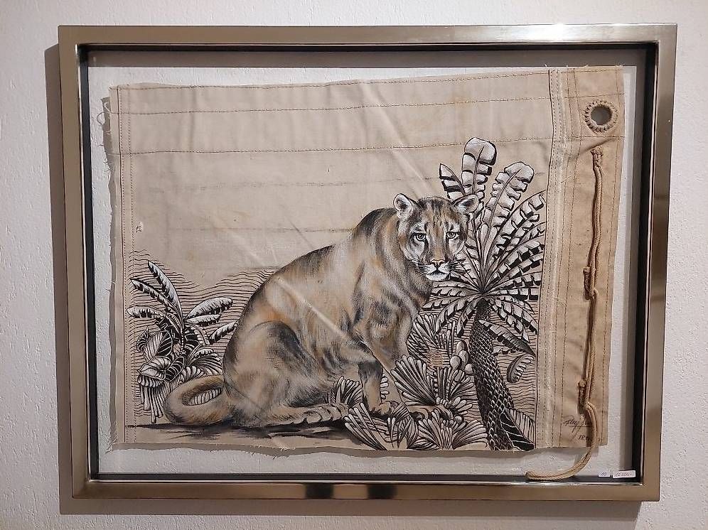 Rolf Knie, Originalgemälde auf Zeltplane "Sitzender Puma" (Gebraucht) in Kriens für CHF 13500 ...