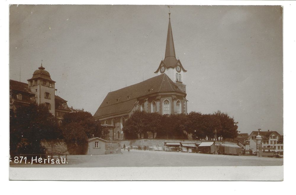 Herisau (AR) Kirche im Zentrum - Marktstände - Umiker - 1908 (Gebraucht ...