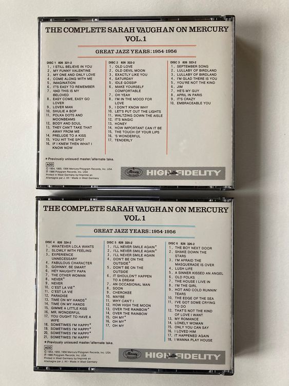 Sarah Vaughan–The Complete Sarah Vaughan On Mercury Vol. 1 | Kaufen auf Ricardo