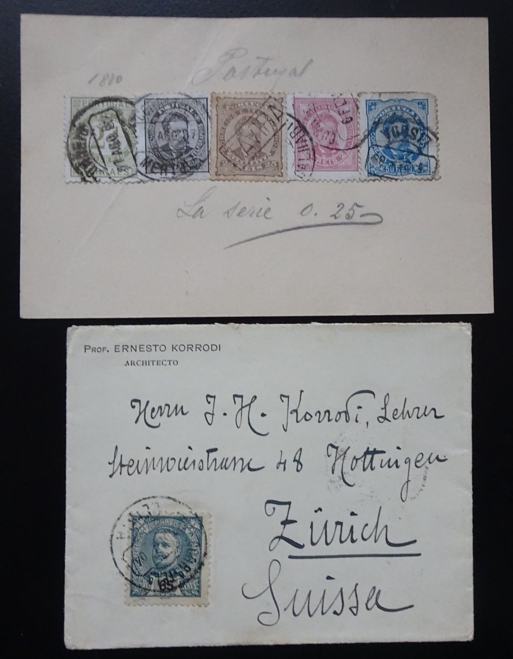 P O R T U G A L, Brief und 5 alte Marken, ab 1880 (Gebraucht) in Stäfa ...