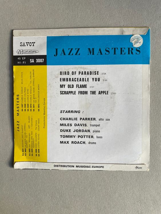 Charlie Parker - Miles Davis – Jazz Masters 1960er VG++ (Gebraucht) in ...