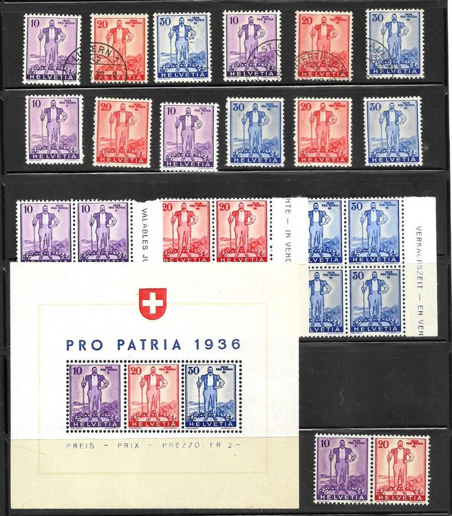 Pro Patria Lot 1936 mit Block posfrisch | Kaufen auf Ricardo