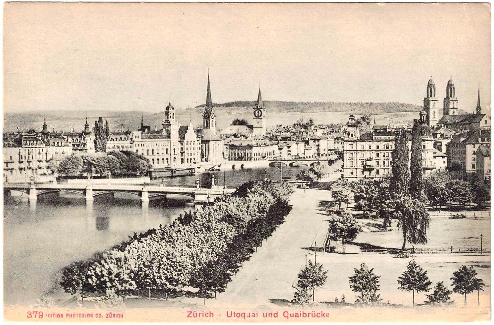 ZÜRICH - Utoquai & Quaibrücke (wo sind die LEUTE???) ca.1900 | Acheter sur Ricardo