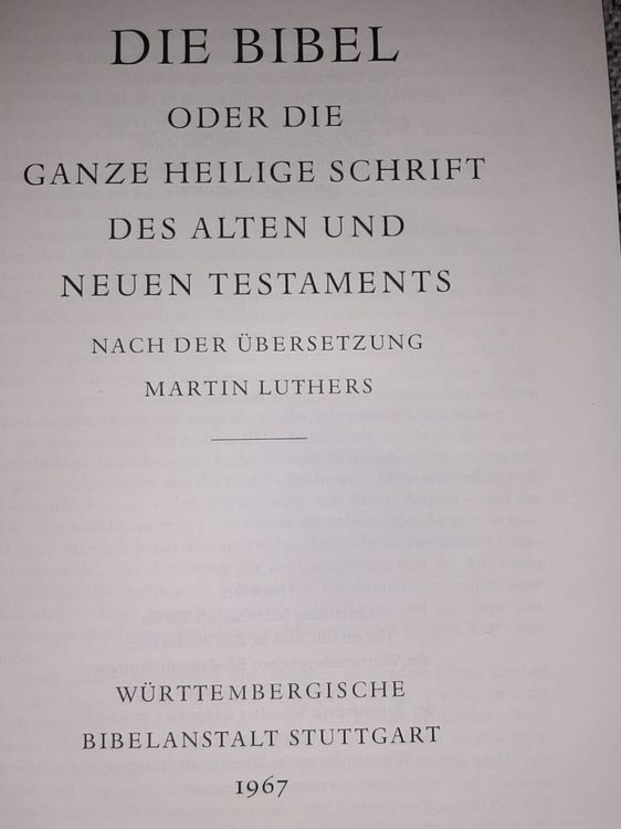 Die Bibel *Ganze Heilige Schrift 1967* (Gebraucht) in Dietikon für CHF ...