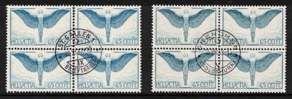 Flugpost F10z und F10za im 4er-Block ʘ, Kat. 700.- (Neu (gemäss Beschreibung)) in Nuglar für CHF ...