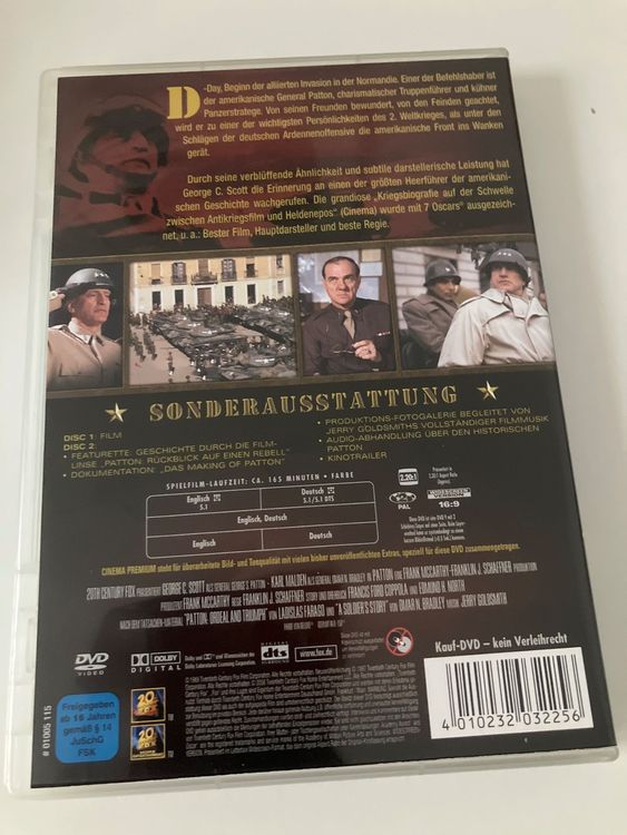Patton (Cinema Premium Edition) George C Scott, Karl Malden (Gebraucht ...