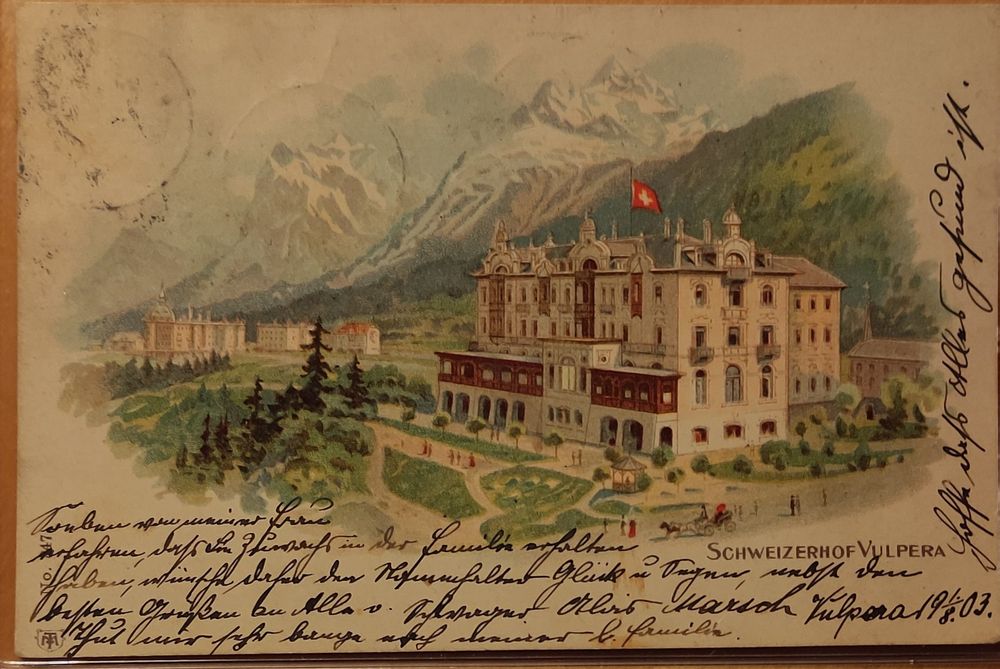 Antike Postkarte Schweizerhof Vulpera 1903 (Gebraucht) in Siebnen für CHF 12 – mit Lieferung auf ...