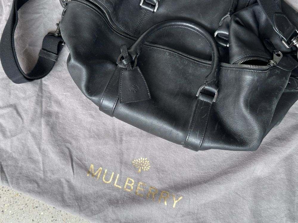 Original Mulberry Clipper Leather Holdall Bag Black (Gebraucht) in ...