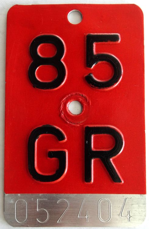 Velonummer Graubünden 1985 GR 85 (Gebraucht) in Bülach für CHF 14 – mit ...