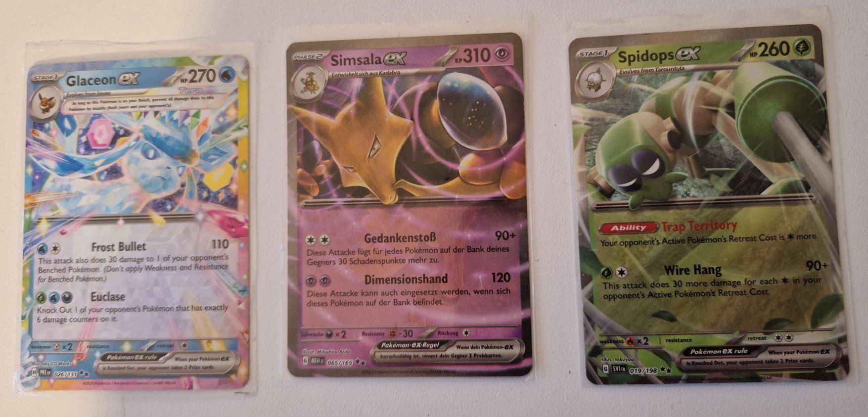 Pokémon Simsala ex_2023 + Glaceon ex_2025 + Spidops ex_2023 (Gebraucht ...