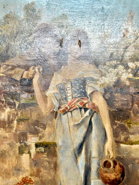 Ancienne peinture à l'huile sur toile 19e siècle signée Q.B | Kaufen ...