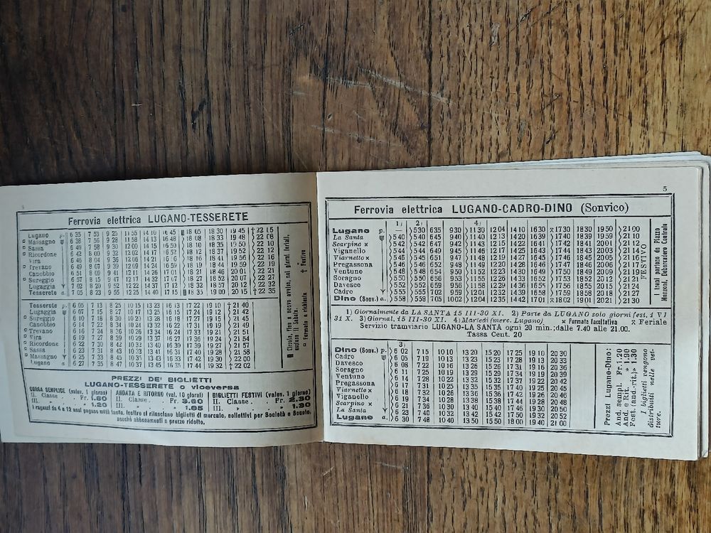 Litho Prospekt Fahrplan / Lugano - Orario 1943 Ferrovie (Gebraucht) in Brugg AG für CHF 25 – mit ...