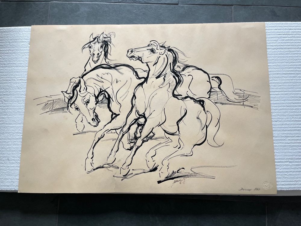 Tuschzeichnung signiert Zobel, "Dressur - Akt" (Gebraucht) in Uster für CHF 5 – mit Lieferung ...