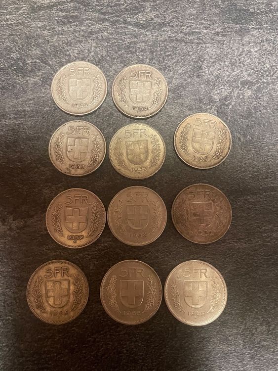 Lot de pièces de 5 CHF en argent (D'occasion) à Chessel pour CHF 81 ...
