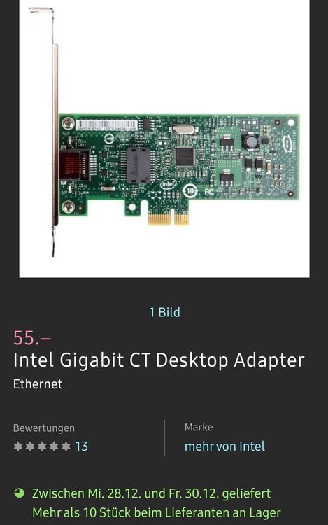 Intel Gigabit CT Desktop Adapter (Neu (gemäss Beschreibung)) in ...