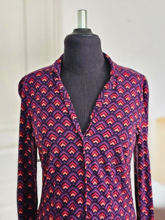 Bluse, King Louie, Gr. S Lila Muster 70er Jahre... (Neu (gemäss ...