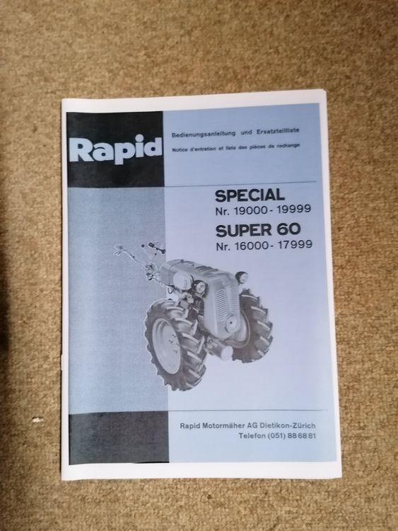 Rapid S/Spezial Bedienungsanleitung u. Ersatzteilliste | Kaufen auf Ricardo