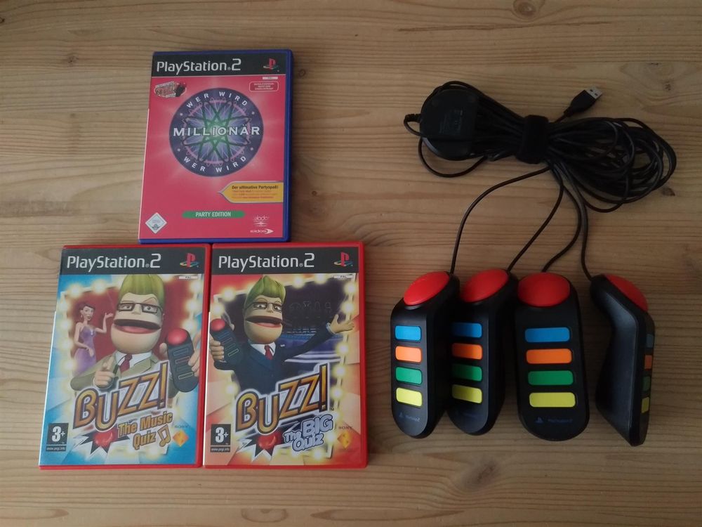 Buzz! Sammlung: 4 Buzzer + 3 Spiele PS2 (Gebraucht) in Welschenrohr für ...