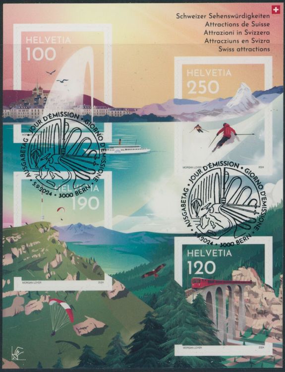 2024 Sehenswürdigkeiten - Spezialbogen - Block - Ersttag ET (Gebraucht) in Schindellegi für CHF ...