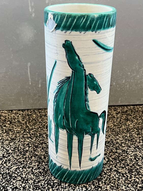 Mid-Century Keramikvase Vase Keramik VALCERA SUISSE Pferde (Gebraucht ...