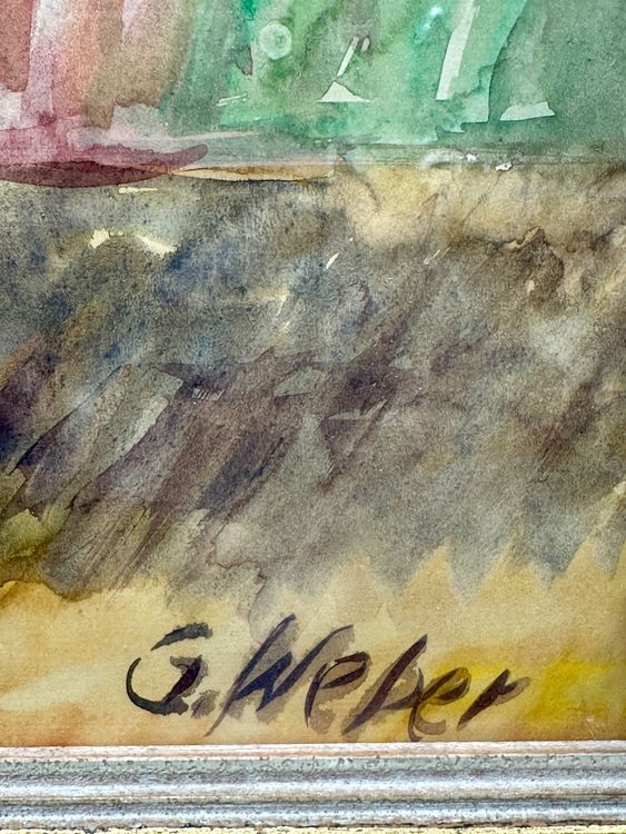 G. WEBER 1955 Aquarelle nature morte bouquet de fleurs | Kaufen auf Ricardo