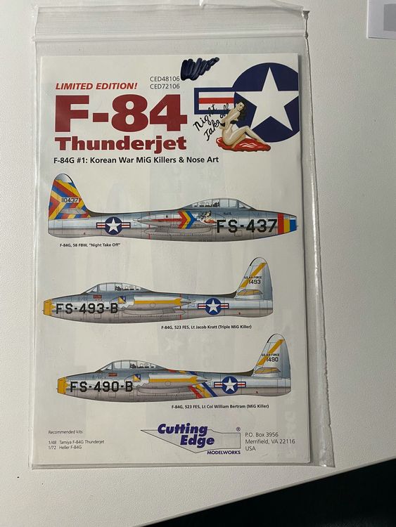 1/48 F-84 THUNDERJET DECALS (Gebraucht) in MÜHLEDORF/SO für CHF 8.5 ...