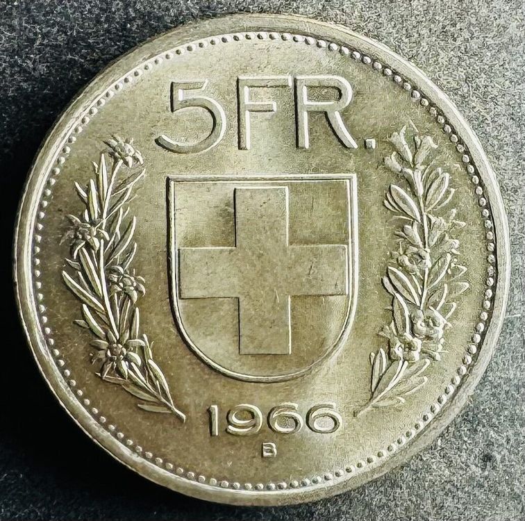 5 Franken 1966 B Schweiz 15 g .835 Silber (Gebraucht) in Langenthal für CHF 18 – mit Lieferung ...