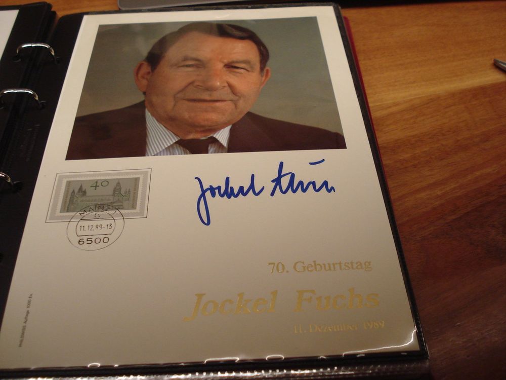 Beleg Autogramm Car Jockel Fuchs, 1989, Politiker (Gebraucht) in ...