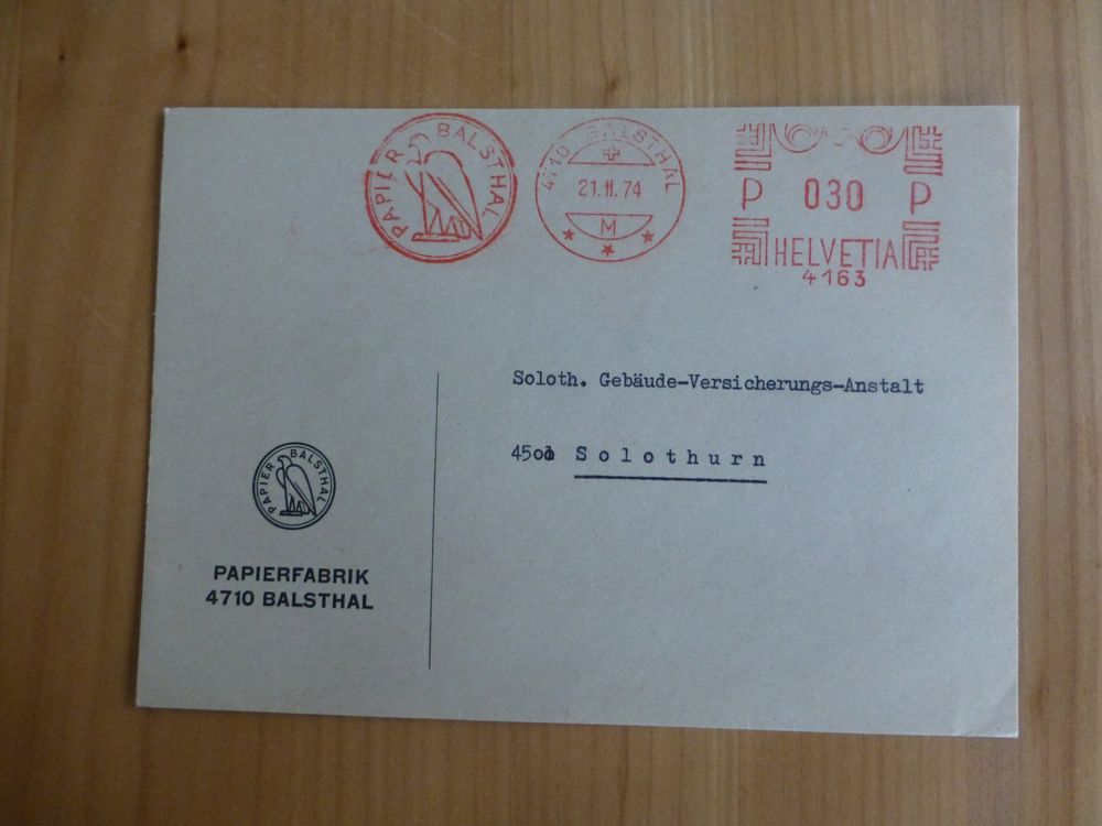 Balsthal, Papierfabrik Balsthal 1974 (Gebraucht) in Bettlach für CHF 1 ...