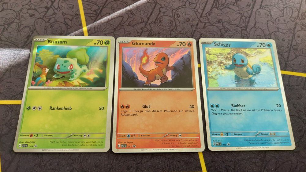 Bisasam, Glumanda & Schiggy Pokemon 151 holo Promo Starter (Neu (gemäss ...