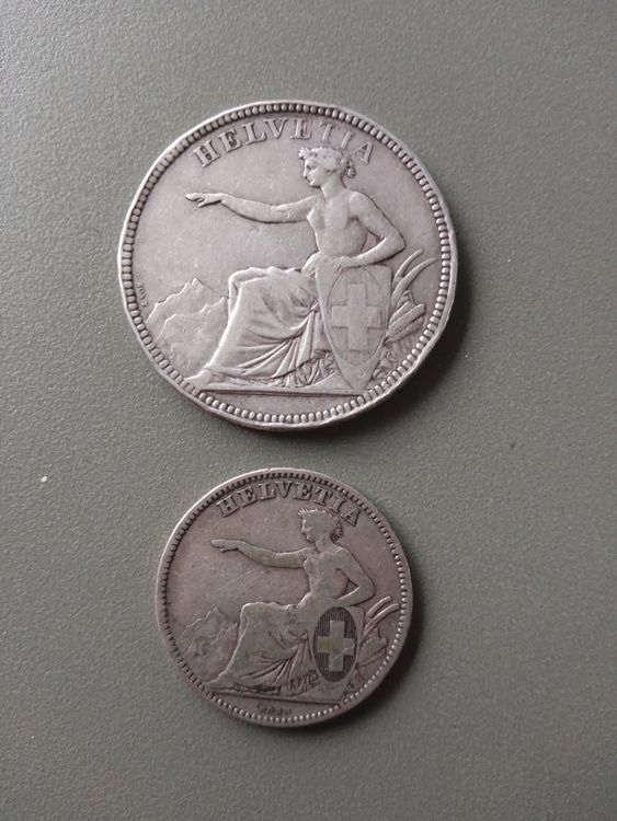 Sitzende Helvetia / 5 Franken - 2 Franken 1874 / 1860 (Gebraucht) in Brugg AG für CHF 135 – mit ...