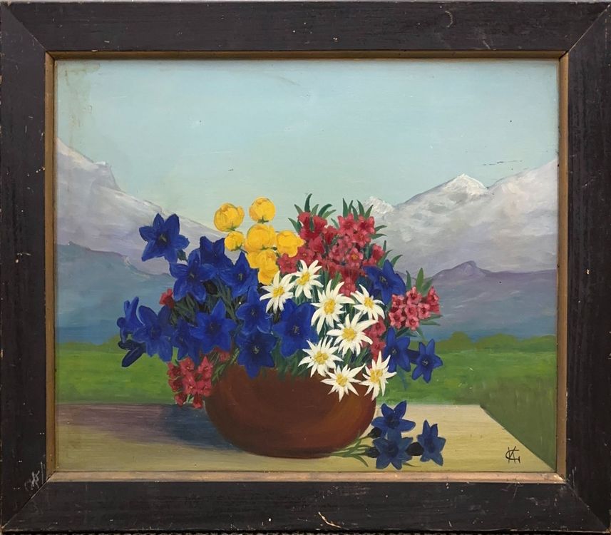 Stillleben mit Blumen monogrammiert | Kaufen auf Ricardo