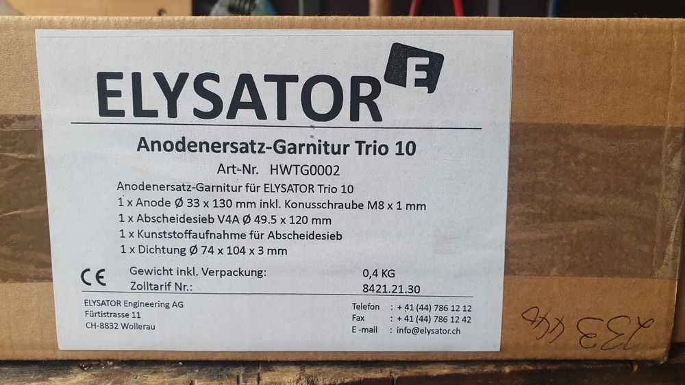 Elysator Anoden ersatz Trio 10 (Neu und originalverpackt) in Thun für ...