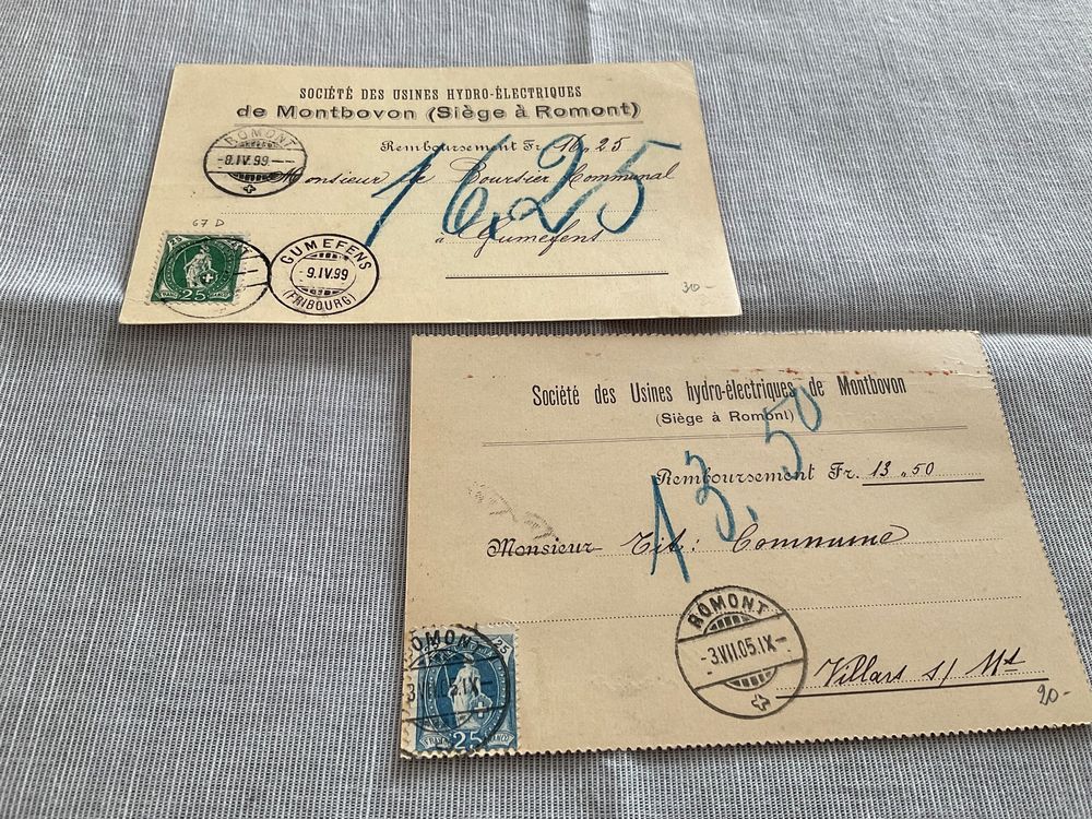 LOS 2 HELVETIA AUF KARTEN ROMONT UND GUMEFENS FRIBOURG (Gebraucht) in ...