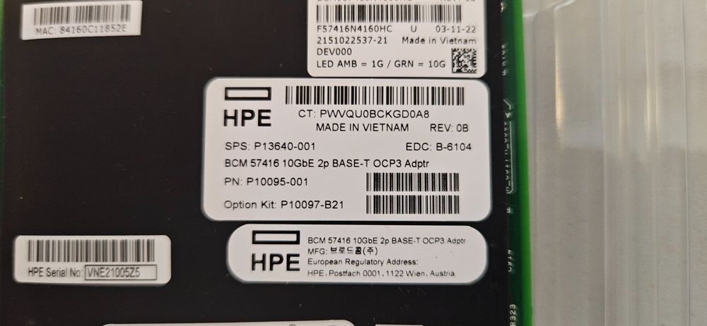 HPE BCM57416 Dual Port 10G RJ45 Ethernet Server NIC (Neu (gemäss ...